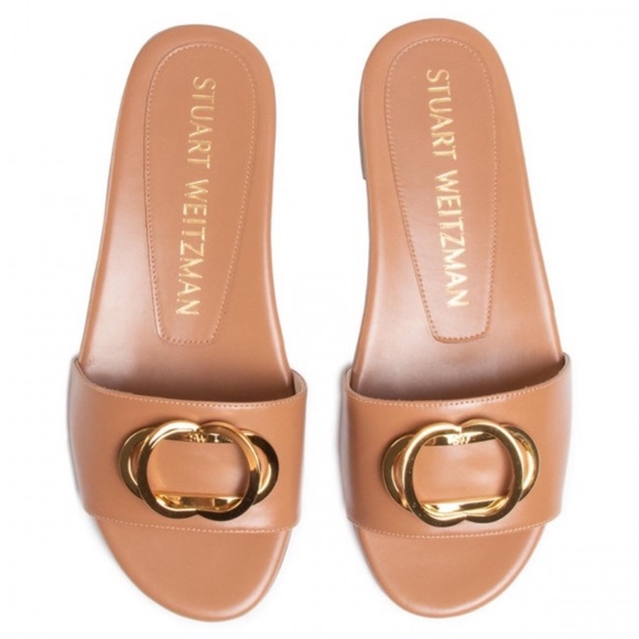 Stuart Weitzman | Shoes | Stuart Weitzman Caicos Tan Leather Gold Vamp ...